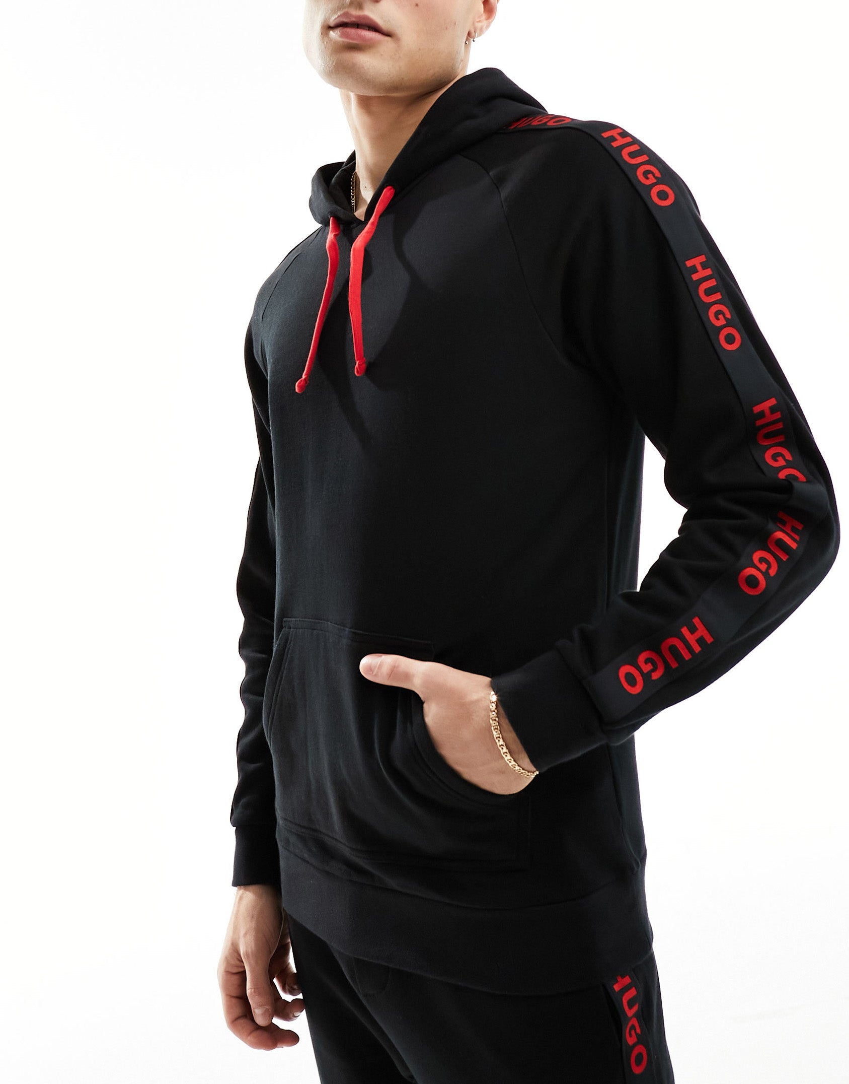 Hugo Bodywear sporty logo hoodie in black – ASOS Sample Sale