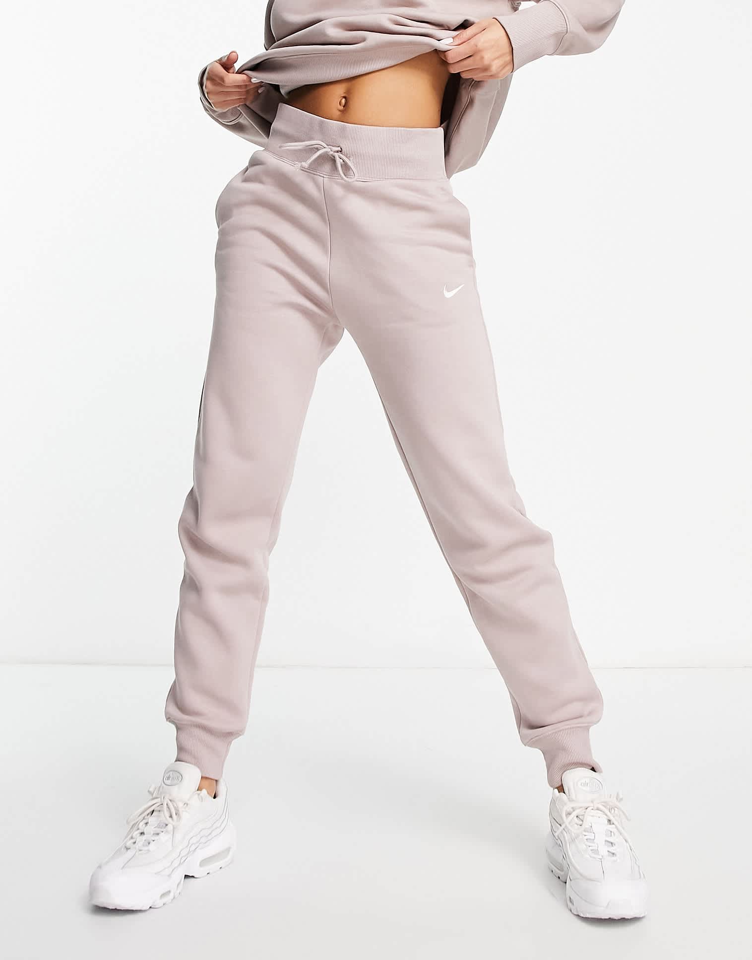 Nike Mini Swoosh standard joggers in taupe – ASOS Sample Sale