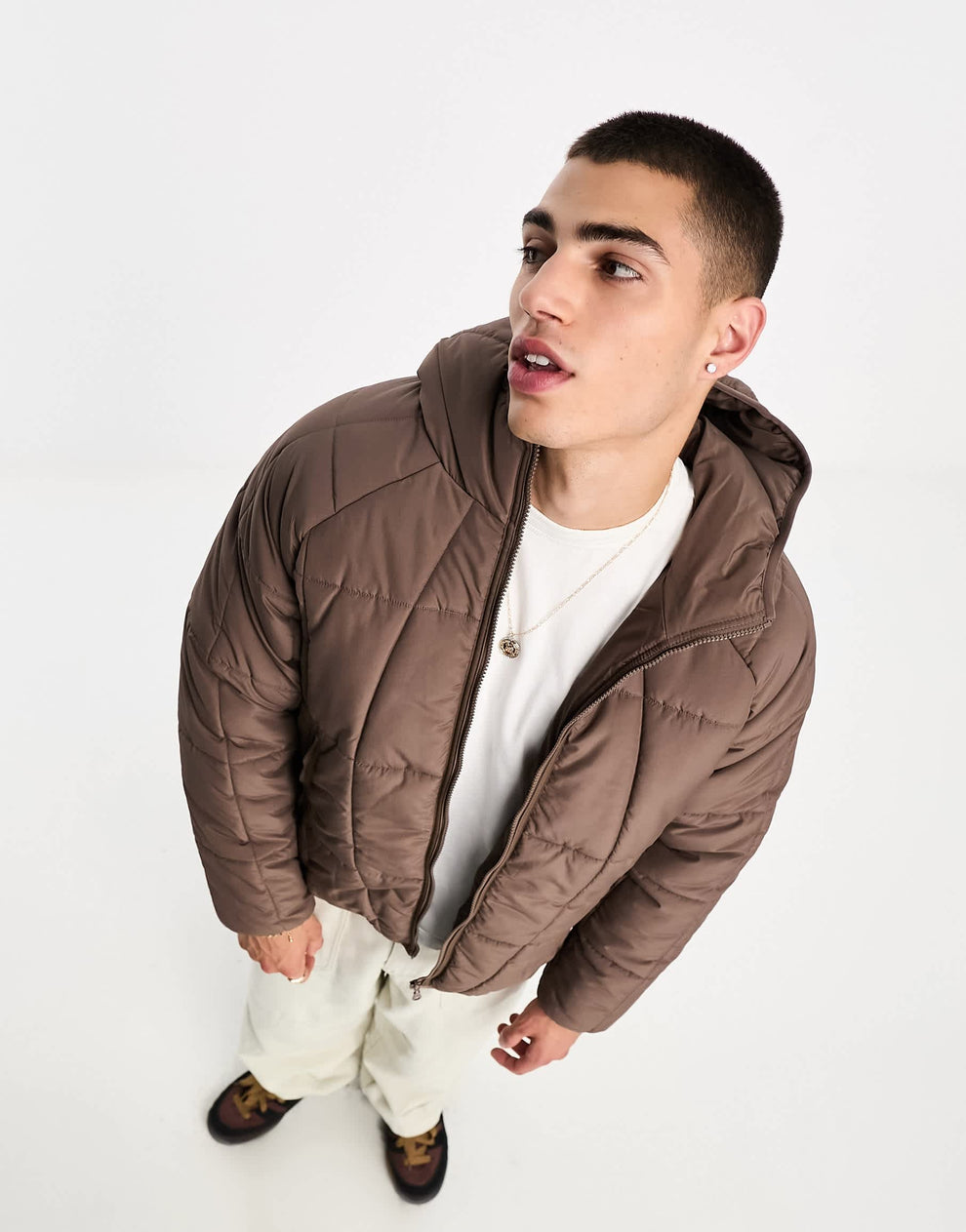 adidas Originals Adventure logo puffer jacket in brown – ASOS Sample Sale