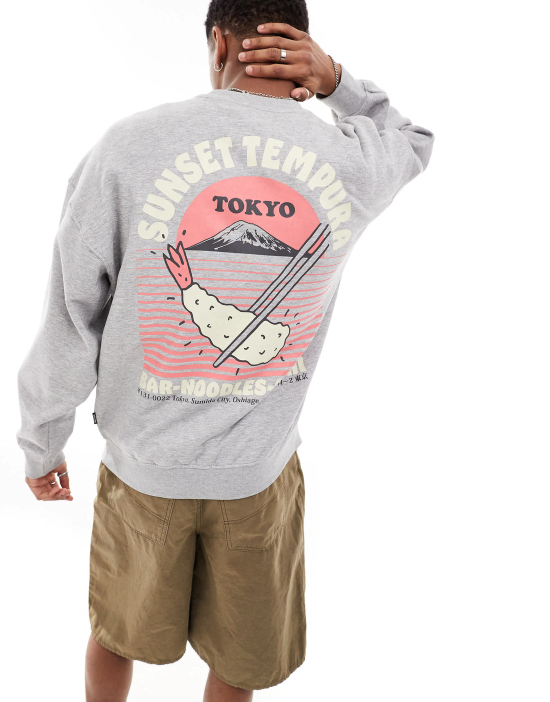 ONLY & SONS oversized sweat with tempura back print in light grey ...