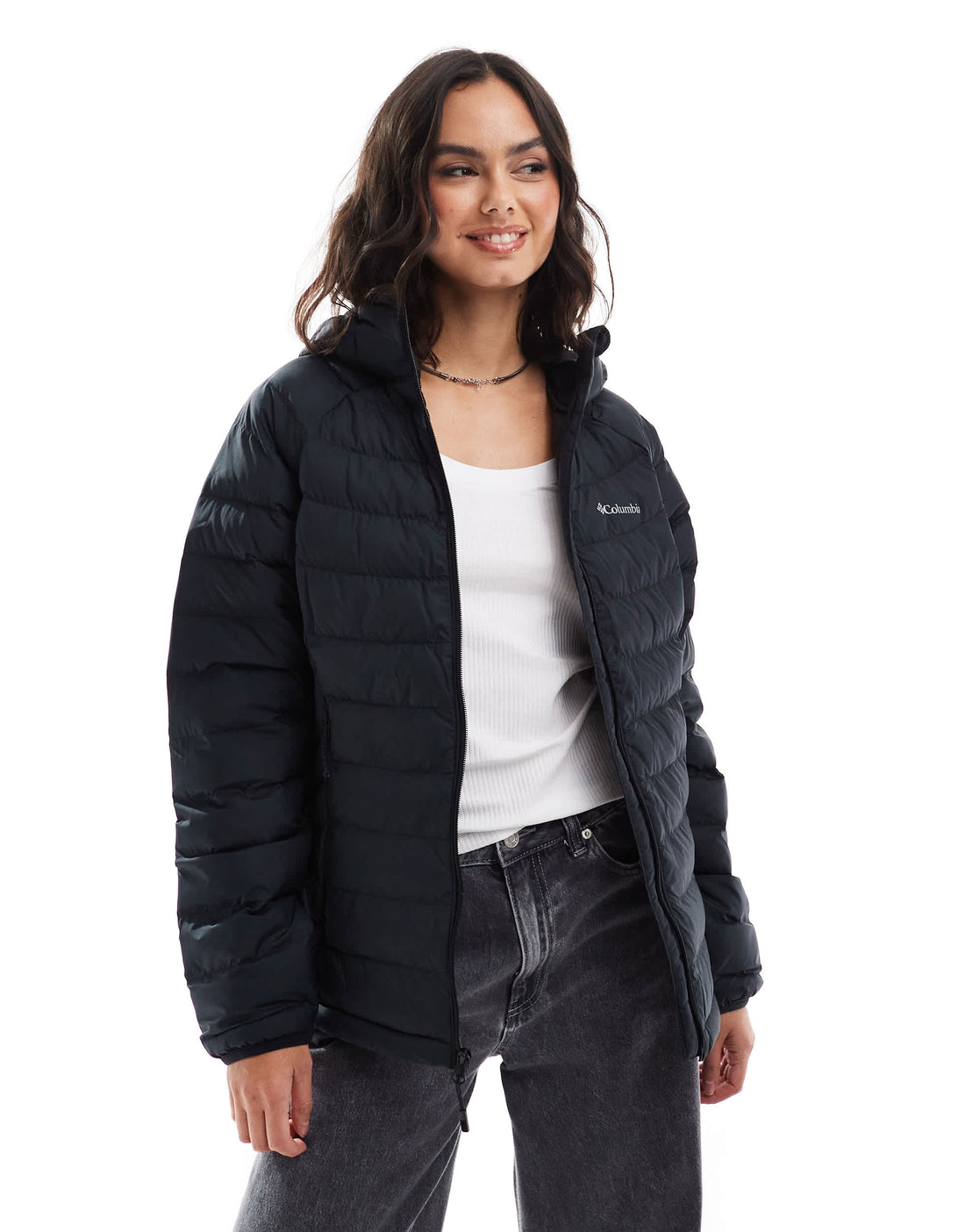 Columbia Powder Lite II hooded jacket in black – ASOS Sample Sale
