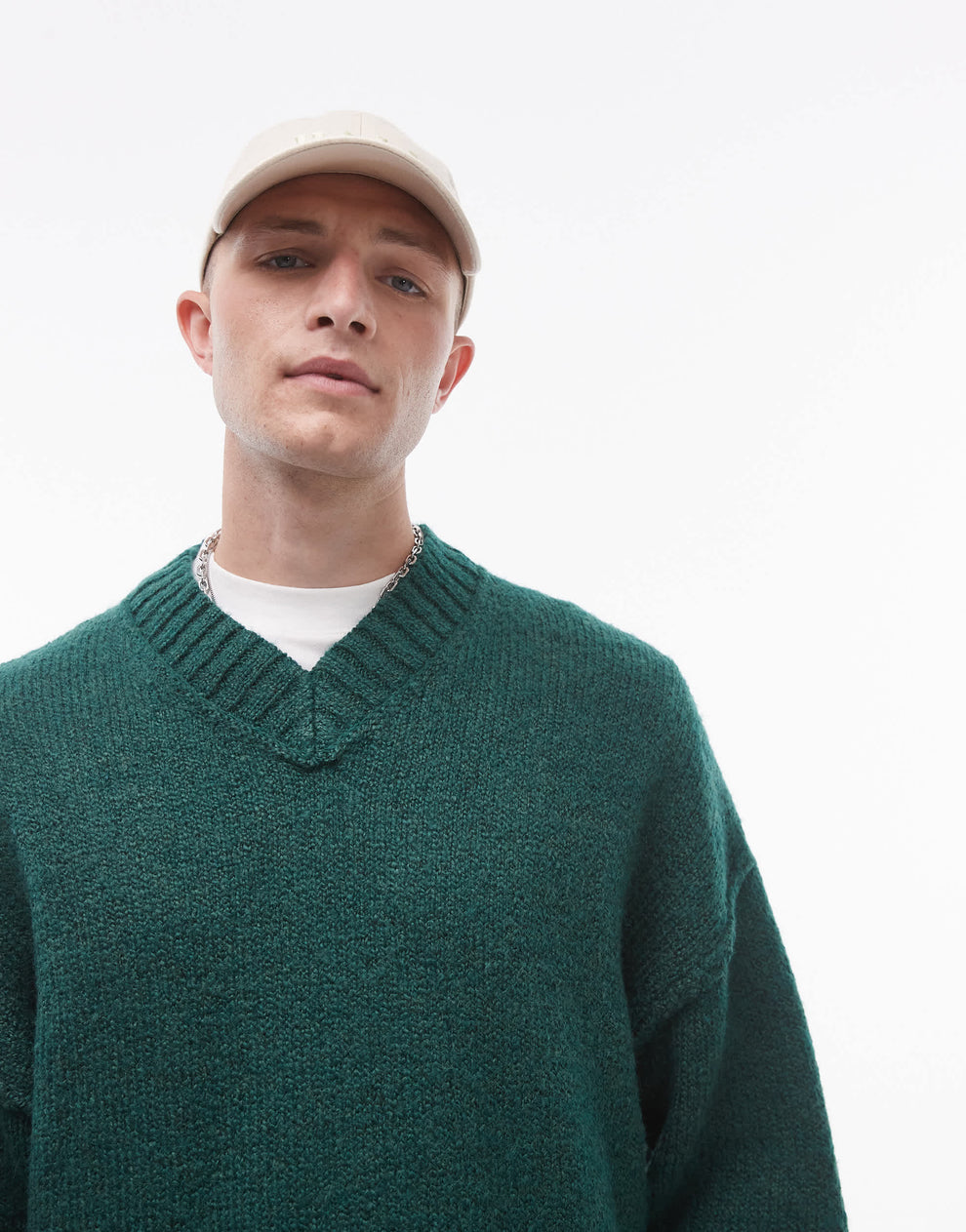 Topman oversized v neck jumper in green with exposed seam – ASOS Sample ...