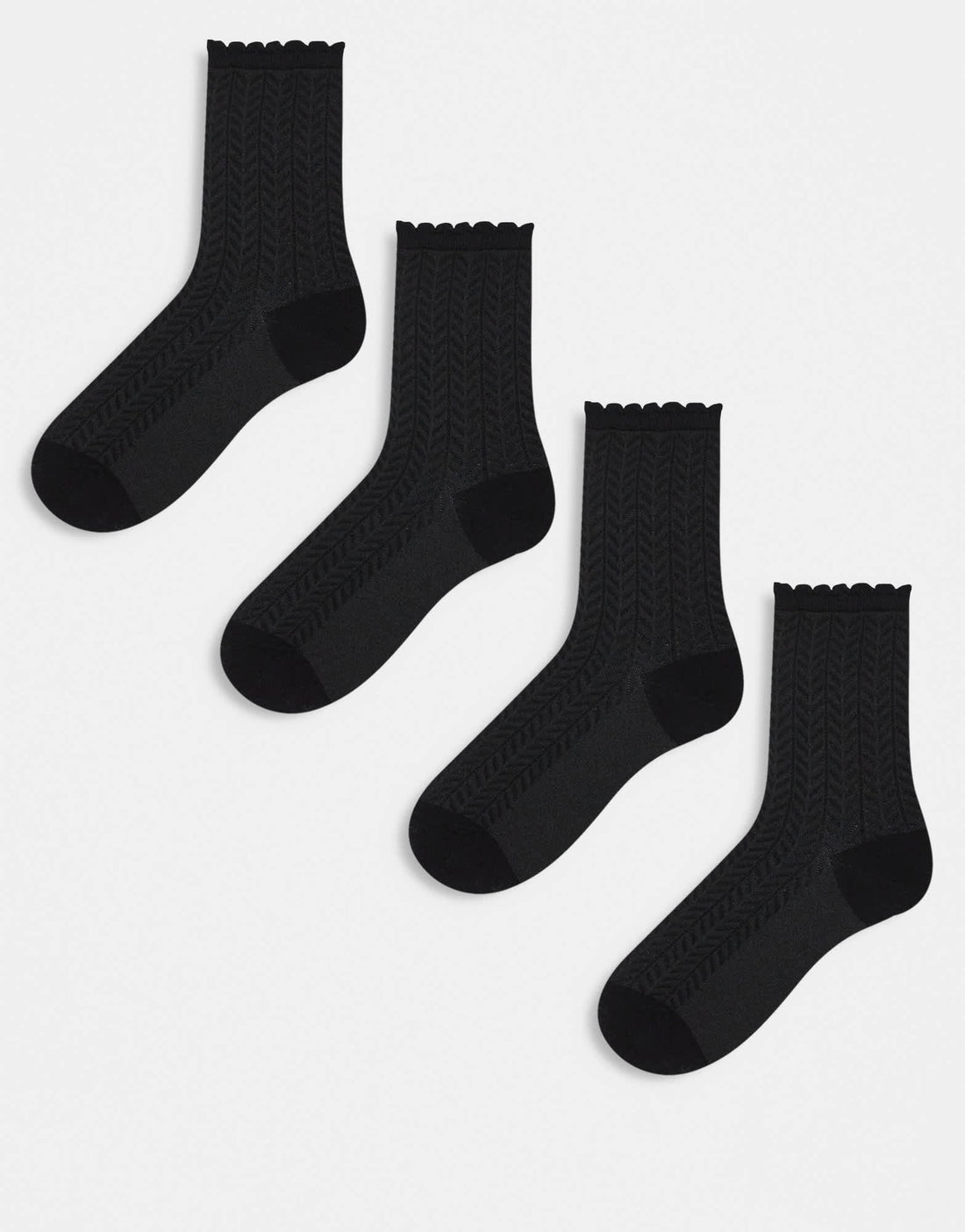Lindex 4 pack structure sock with scallop edge in black – ASOS Sample Sale