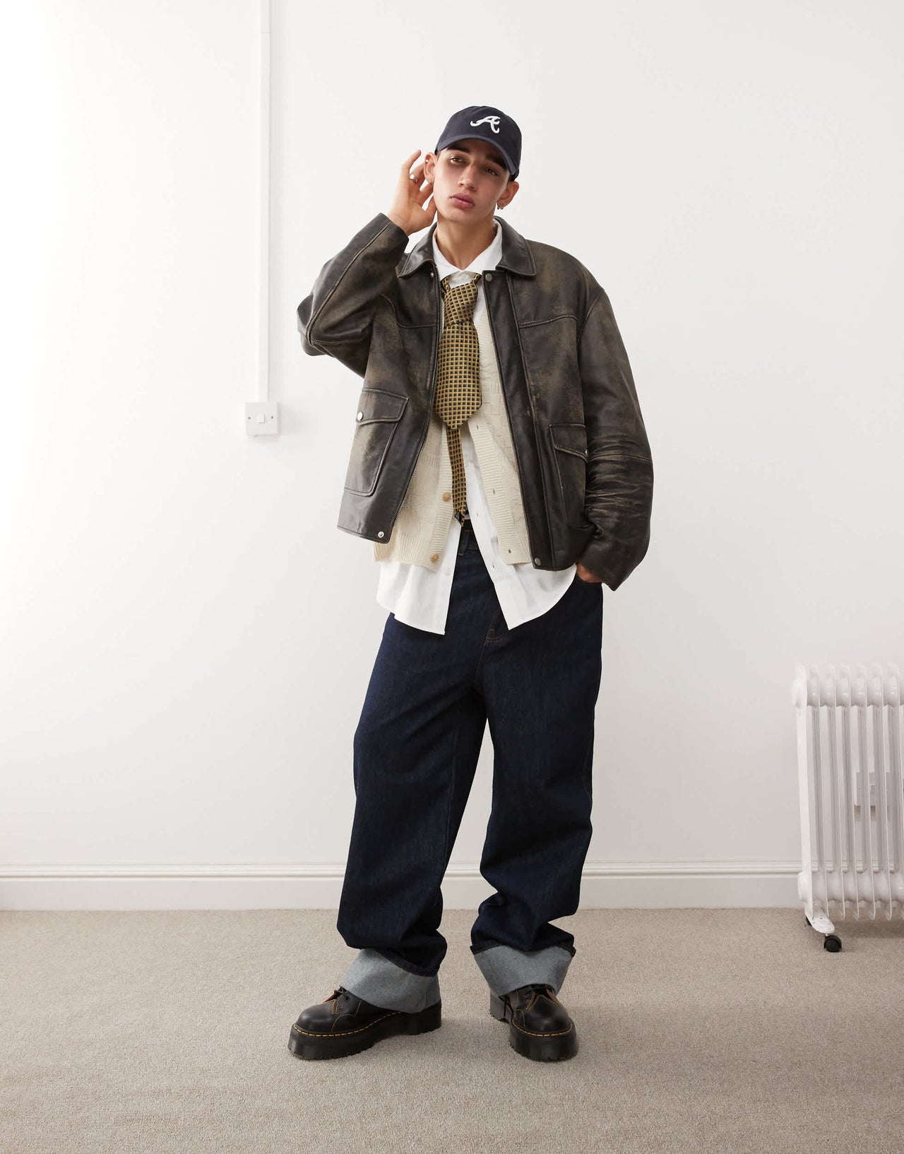 Reclaimed Vintage real leather washed trucker – ASOS Sample Sale