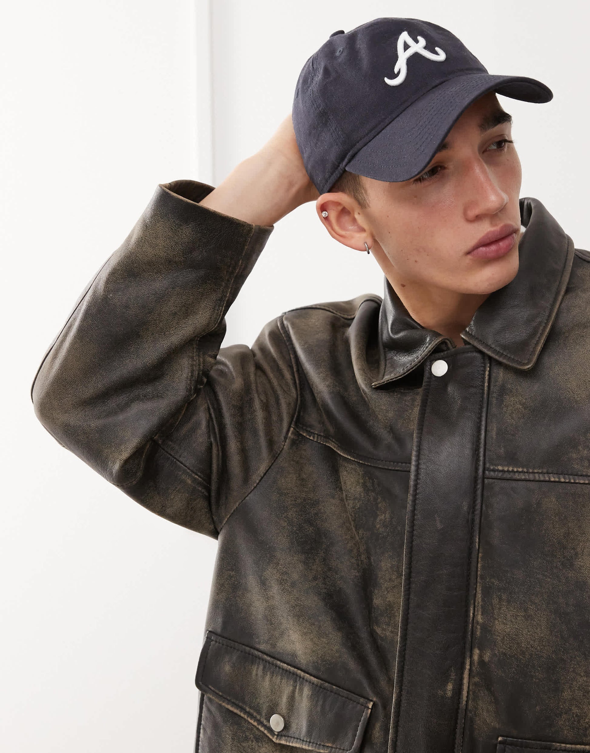 Reclaimed Vintage real leather washed trucker – ASOS Sample Sale