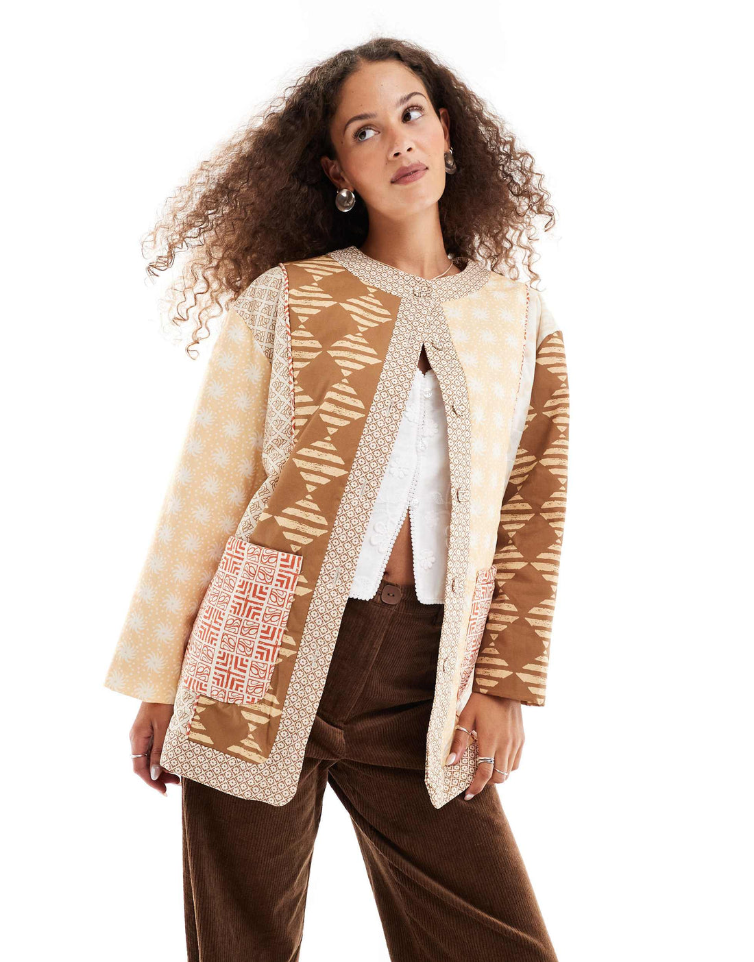 VRG GRL archives patchwork jacket in multi – ASOS Sample Sale