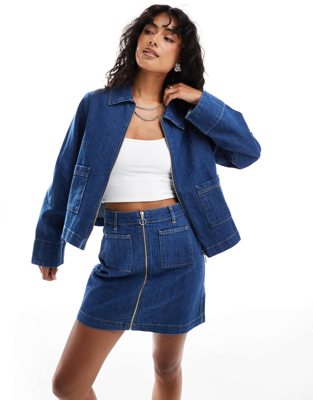 Nobody's Child Dalston denim jacket in blue co-ord – ASOS Sample Sale