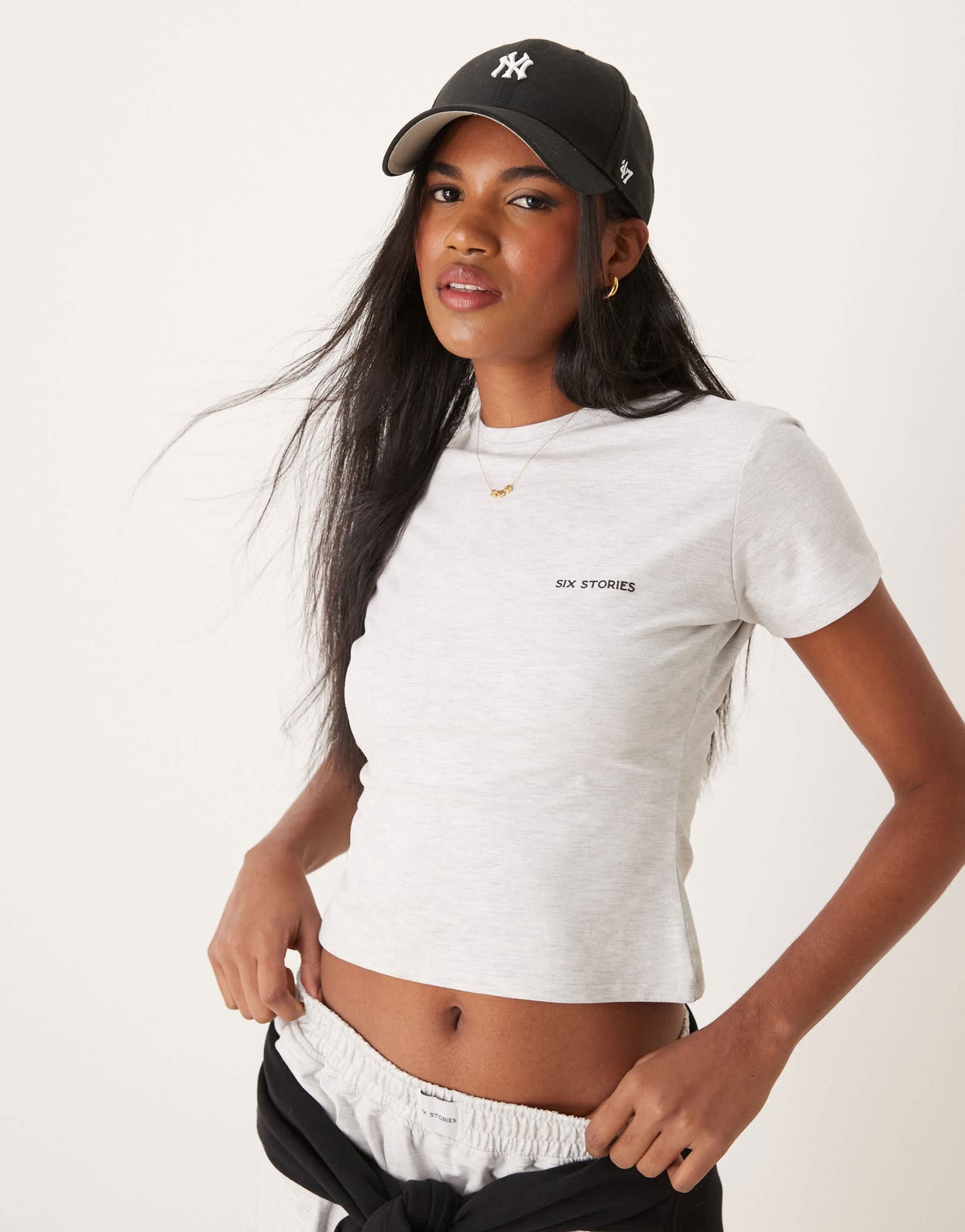 Six Stories soft baby tee co-ord in grey – ASOS Sample Sale