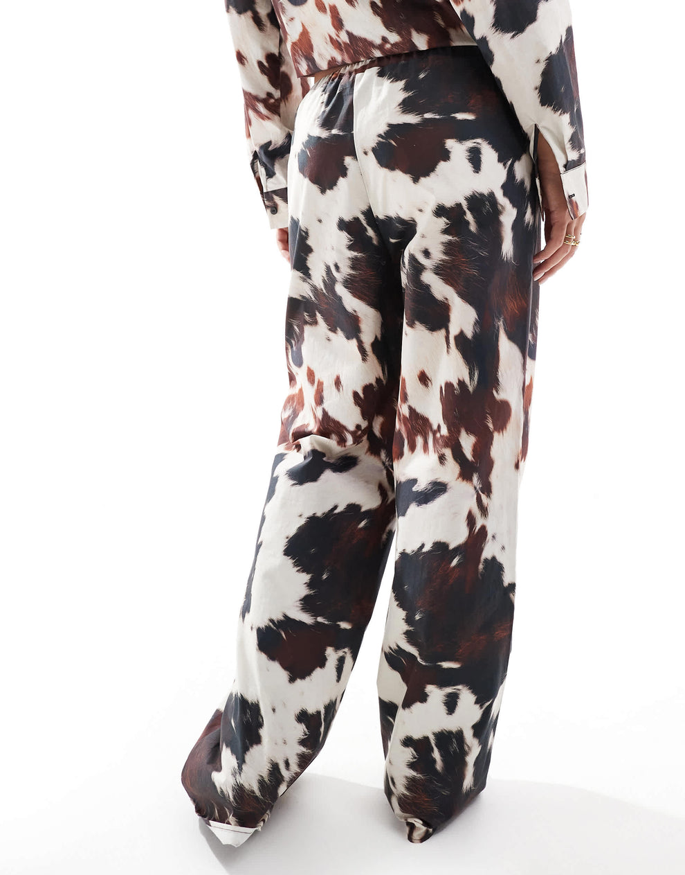 ASOS DESIGN poplin wide leg trouser in cow print – ASOS Sample Sale