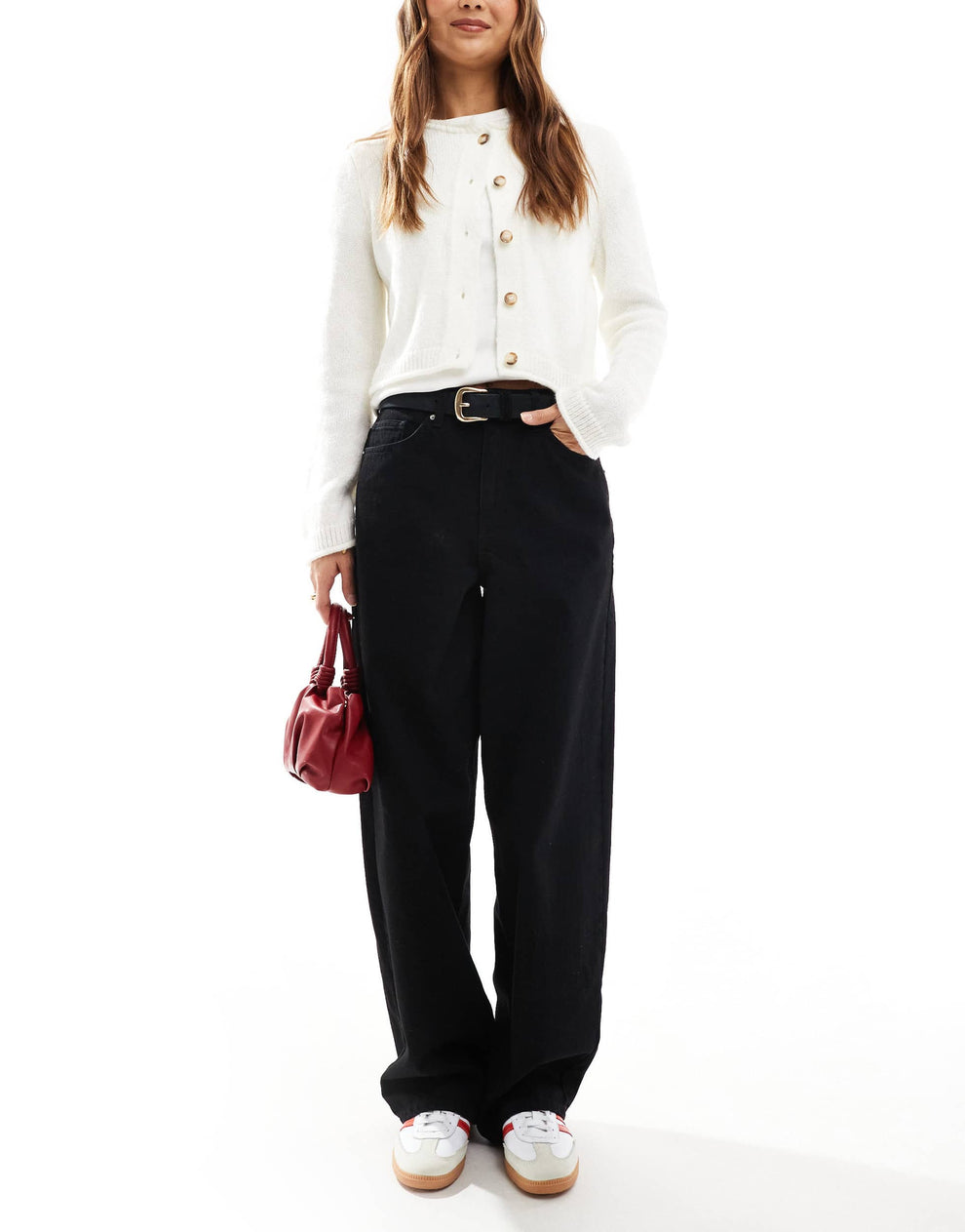 Miss Selfridge broderie heart pocket baggy jean in black wash – ASOS Sample Sale