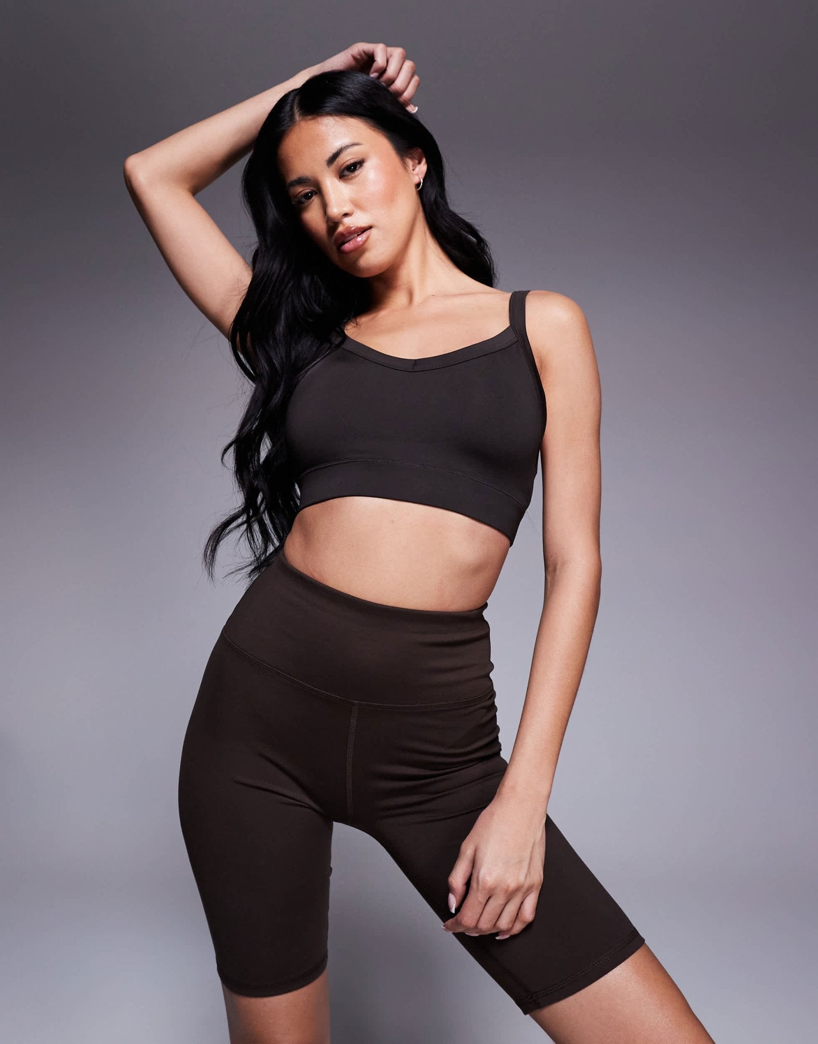 4505 Icon 8 inch soft touch legging short in chocolate – ASOS Sample Sale