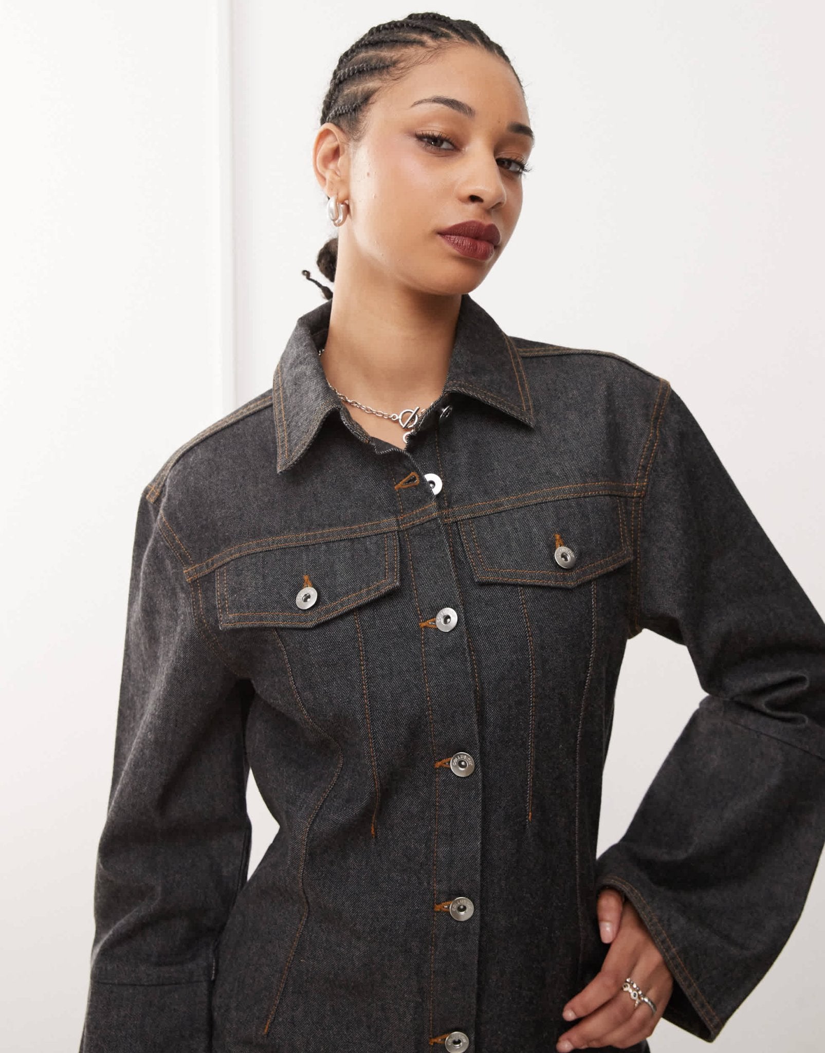 COLLUSION denim shirt dress in rinse wash – ASOS Sample Sale